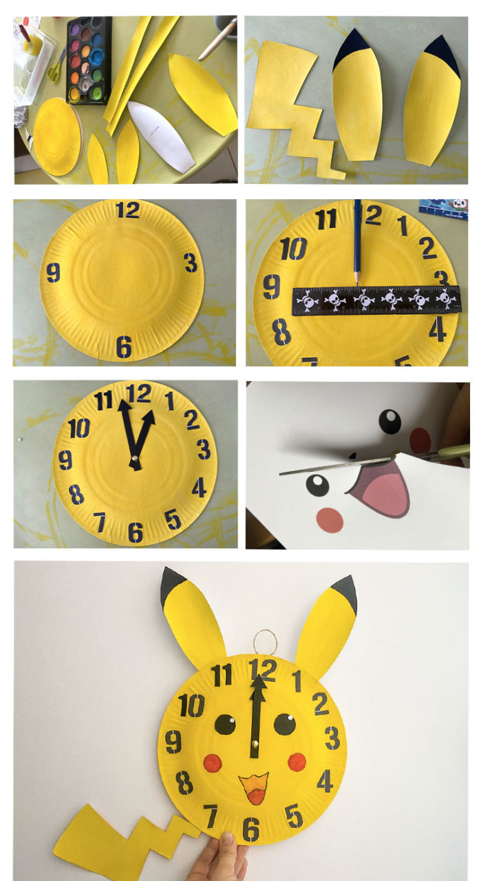 DIY kids: créer une horloge d'apprentissage Pikachu super facile